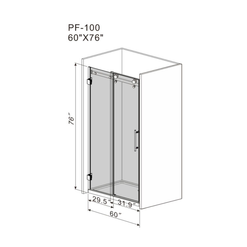G6 GROUP LLC 56-60 "Wx 76"H Frameless Double Sliding Shower Door | Wayfair